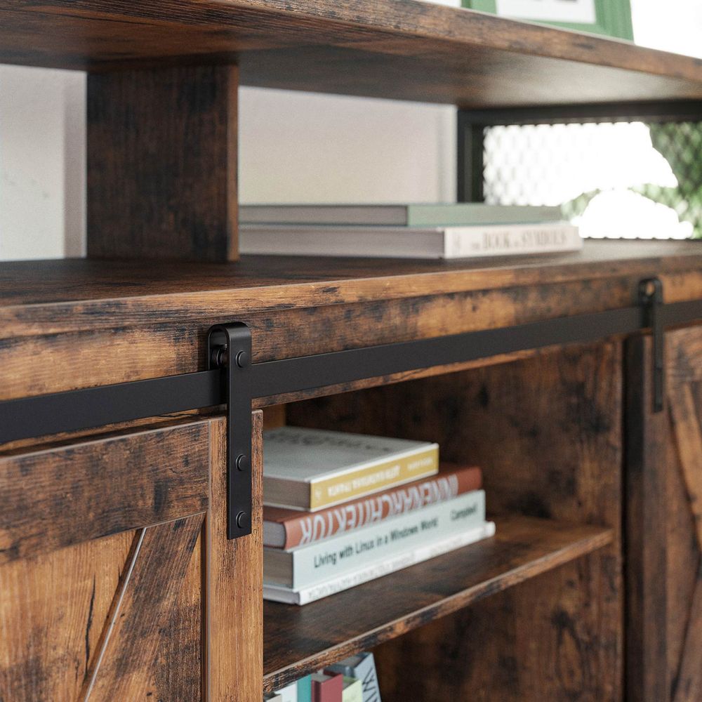 TV Stand Rustic Brown and Black VASAGLE