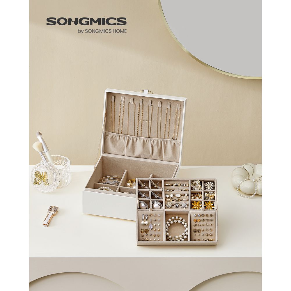 SONGMICS 2 Layer Jewellery Box with Handle SONGMICS HOME